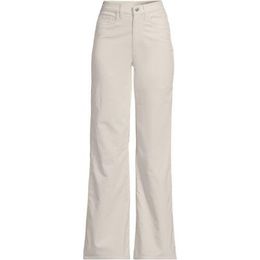 LANDS' END Feincord-Schlaghose High Waist, Damen,  Wei&szlig;, Elasthan/Baumwoll-Mischung, by Lands' End