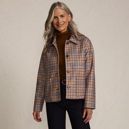 LANDS' END Hemdjacke Wool Touch Gemustert, Damen,  Wei&szlig;, Polyester, by Lands' End