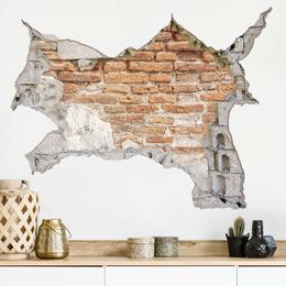 Bilderwelten Wandtattoo modern 3D-Effekt Wandaufkleber - Shabby Backstein Wand - Beton Wohnzimmer Schlafzimmer