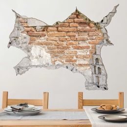 Wandtattoos Shabby Backstein Wand - Wandsticker, Wandaufkleber 3D-Optik Steinoptik Schlafzimmer Wohnzimmer Flur Esszimmer