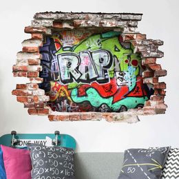 Bilderwelten Wandtattoo modern 3D-Effekt Wandaufkleber - Graffiti - Beton Wohnzimmer Schlafzimmer