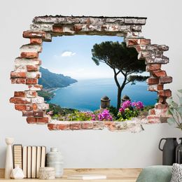 Bilderwelten Wandtattoo Natur modern 3D-Effekt Wandaufkleber - Ausblick vom Garten aufs Meer - Landschaft Wohnzimmer Schlafzimmer