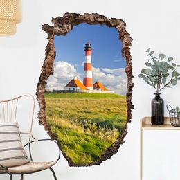 Bilderwelten Wandtattoo Strand modern 3D-Effekt Wandaufkleber - Leuchtturm in Schleswig-Holstein - Leuchtturm Wohnzimmer Schlafzimmer