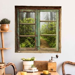 Wandtattoos Nebliger Waldpfad - Wandsticker, Wandaufkleber 3D-Optik Wald B&auml;ume Natur Bad Badezimmer K&uuml;che Schlafzimmer Wohnzimmer Flur Esszimmer