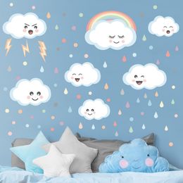 Wandtattoo 83-teilig Wolken mit Gesicht Set