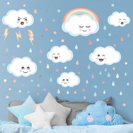 Wandtattoos Wolken mit Gesicht Kinderzimmer Set - Wandsticker, Wandaufkleber Kinder Kinderzimmer Baby Babyzimmer