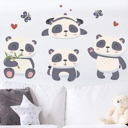 Bilderwelten Wandtattoo Tiere modern selbstklebend Wandaufkleber - Süßes Pandabären Set - Panda Kinderzimmer Baby Mädchen Jungen