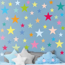Wandtattoos 92 Bunte Sterne Set - Wandsticker, Wandaufkleber Kinder Kinderzimmer Jungen Jungenzimmer M&auml;dchen M&auml;dchenzimmer Baby Babyzimmer