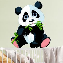 Wandtattoos Naschender Panda - Wandsticker, Wandaufkleber Kinder Kinderzimmer Jungen Jungenzimmer Mädchen Mädchenzimmer Baby Babyzimmer Weiß