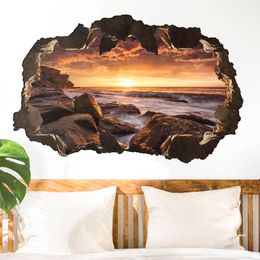 Bilderwelten Wandtattoo Strand modern selbstklebend braun - 3D Cape Solander - Landschaft Wohnzimmer Schlafzimmer