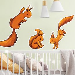 Wandtattoos Eichhörnchen - Waldtiere Wandsticker, Wandaufkleber Kinder Kinderzimmer Jungen Jungenzimmer Mädchen Mädchenzimmer Baby Babyzimmer in S-XXL