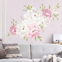 Wandtattoos Pfingstrosen Set Rosé Weiß - Wandsticker, Wandaufkleber Aquarell Blumen Floral Landhausstil Shabby Schlafzimmer Wohnzimmer Flur Esszimmer