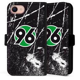 DeinDesign iPhone 16e Handy Klapph&uuml;lle Handyh&uuml;lle aus Kunst Leder schwarz Flip Case Coat Of Arms H96 Hannover 96 Sideflip mit Lasche