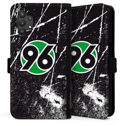 DeinDesign Galaxy A32 5G Handy Klapph&uuml;lle Handyh&uuml;lle aus Kunst Leder schwarz Flip Case H96 Hannover 96 Coat Of Arms Sideflip mit langer Lasche