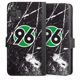 DeinDesign Galaxy A32 4G Handy Klapph&uuml;lle Handyh&uuml;lle aus Kunst Leder schwarz Flip Case Coat Of Arms H96 Hannover 96 Sideflip mit Lasche