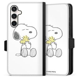 DeinDesign Galaxy S23 FE Handy Klapph&uuml;lle Handyh&uuml;lle aus Kunst Leder schwarz Flip Case Snoopy Love Peanuts Sideflip mit Lasche