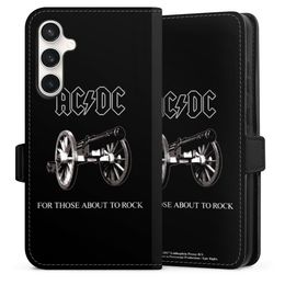 DeinDesign Galaxy S23 FE Handy Klapph&uuml;lle Handyh&uuml;lle aus Kunst Leder schwarz Flip Case Music Acdc Merchandise Sideflip mit Lasche