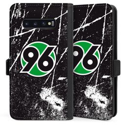DeinDesign Galaxy S10 Plus Handy Klapph&uuml;lle Handyh&uuml;lle aus Kunst Leder schwarz Flip Case Coat Of Arms H96 Hannover 96 Sideflip mit Lasche