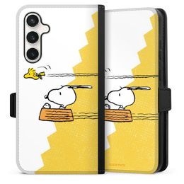 DeinDesign Galaxy S23 FE Handy Klapph&uuml;lle Handyh&uuml;lle aus Kunst Leder schwarz Flip Case Snoopy Peanuts Children Sideflip mit Lasche