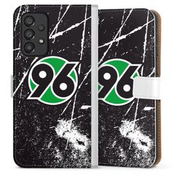 DeinDesign Galaxy A33 5G Handy Klapph&uuml;lle Handyh&uuml;lle aus Kunst Leder wei&szlig; Flip Case H96 Hannover 96 Coat Of Arms Sideflip mit Lasche