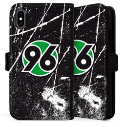DeinDesign iPhone X Handy Klapph&uuml;lle Handyh&uuml;lle aus Kunst Leder schwarz Flip Case Coat Of Arms H96 Hannover 96 Sideflip mit langer Lasche