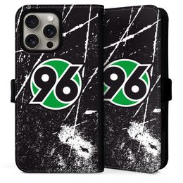 DeinDesign iPhone 16 Pro Handy Klapph&uuml;lle Handyh&uuml;lle aus Kunst Leder schwarz Flip Case Coat Of Arms H96 Hannover 96 Sideflip mit Lasche