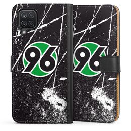 DeinDesign Galaxy A12 Handy Klapph&uuml;lle Handyh&uuml;lle aus Kunst Leder schwarz Flip Case Coat Of Arms H96 Hannover 96 Sideflip mit langer Lasche
