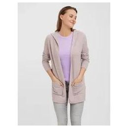 V&eacute;ro Moda Strickjacke VERO MODA "VMDOFFY LS OPEN HOOD CARDIGAN GA NOOS", Damen, Gr. L, woodrose melange, Strick, Obermaterial: 94% Polyester, 3% Elasthan, 3% Nylon, meliert, regular fit Po-bedeckend, Rundhals, Strickjacken Strickjacke