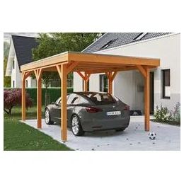 Skan Holz Einzelcarport SKANHOLZ "Grunewald", braun (hellbraun), B/H/T: 289cm x, Carports, mit Aluminiumdach