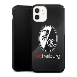 DeinDesign iPhone 12 mini Handy Slim Case extra d&uuml;nn Silikon Handyh&uuml;lle schwarz H&uuml;lle Sc Freiburg Lettering Logo Silikon Slim Case