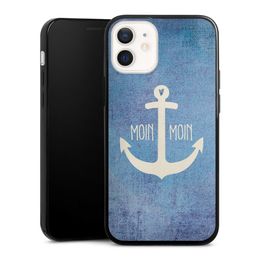 DeinDesign iPhone 12 mini Handy Slim Case extra d&uuml;nn Silikon Handyh&uuml;lle schwarz H&uuml;lle Anchor Maritim Blue Silikon Slim Case