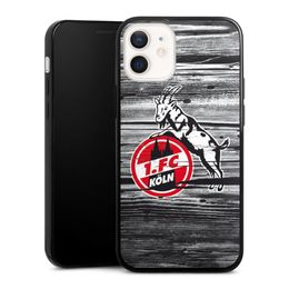 DeinDesign iPhone 12 mini Handy Slim Case extra d&uuml;nn Silikon Handyh&uuml;lle schwarz H&uuml;lle 1. Fc K&ouml;ln Wooden Look Official Licensed Product Silikon Slim Case