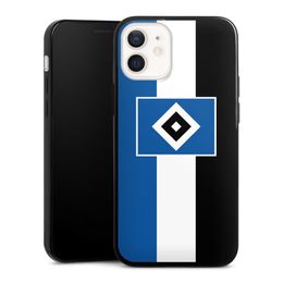 DeinDesign iPhone 12 mini Handy Slim Case extra d&uuml;nn Silikon Handyh&uuml;lle schwarz H&uuml;lle Stripes Hamburger Sv Hsv Silikon Slim Case