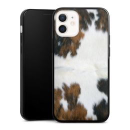 DeinDesign iPhone 12 mini Handy Slim Case extra d&uuml;nn Silikon Handyh&uuml;lle schwarz H&uuml;lle Cow Fur Cow Skin Silikon Slim Case