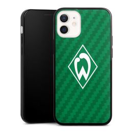 DeinDesign iPhone 12 mini Handy Slim Case extra d&uuml;nn Silikon Handyh&uuml;lle schwarz H&uuml;lle Carbon Official Licensed Product Sv Werder Bremen Silikon Slim Case