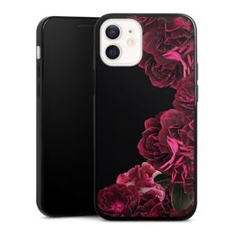 DeinDesign iPhone 12 mini Handy Slim Case extra d&uuml;nn Silikon Handyh&uuml;lle schwarz H&uuml;lle Vintage Rose Pink Silikon Slim Case