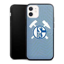 DeinDesign iPhone 12 mini Handy Slim Case extra d&uuml;nn Silikon Handyh&uuml;lle schwarz H&uuml;lle Bundesliga Stripes Fc Schalke 04 Silikon Slim Case