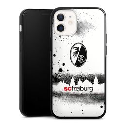 DeinDesign iPhone 12 mini Handy Slim Case extra d&uuml;nn Silikon Handyh&uuml;lle schwarz H&uuml;lle Skyline Sc Freiburg Logo Silikon Slim Case