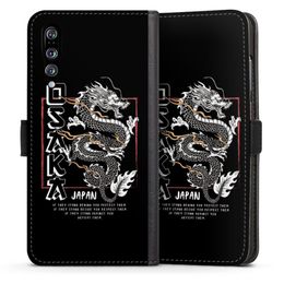DeinDesign Huawei P20 Pro Handy Klapphülle Handyhülle aus Kunst Leder schwarz Flip Case Japan Dragon Ocean Sideflip mit Lasche