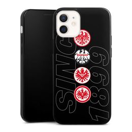 DeinDesign iPhone 12 mini Handy Slim Case extra d&uuml;nn Silikon Handyh&uuml;lle schwarz H&uuml;lle Eagle Logo Eintracht Frankfurt Silikon Slim Case