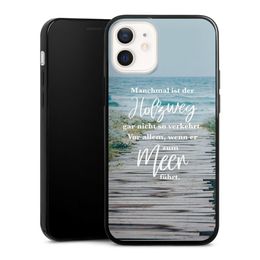 DeinDesign iPhone 12 mini Handy Slim Case extra d&uuml;nn Silikon Handyh&uuml;lle schwarz H&uuml;lle Statement Beach Spruch Silikon Slim Case