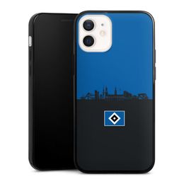 DeinDesign iPhone 12 mini Handy Slim Case extra d&uuml;nn Silikon Handyh&uuml;lle schwarz H&uuml;lle Hsv Skyline Hamburg Silikon Slim Case