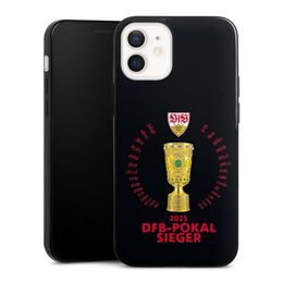 DeinDesign iPhone 12 mini Handy Slim Case extra d&uuml;nn Silikon Handyh&uuml;lle schwarz H&uuml;lle Trophy Official Licensed Product Vfb Stuttgart Silikon Slim Case