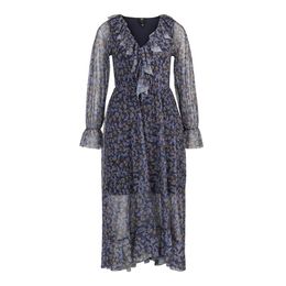 River Island Petite Kleid Damen Gr&ouml;&szlig;e 44 taubenblau / gelb / schwarz Winterkleid