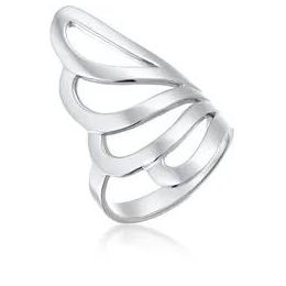 Fingerring NENALINA "Basic Wellen Geschwungen Schlicht 925 Silber" Gr. 56, silber, Fingerringe, Damen, 56mm, ohne Stein, Silber 925 (Sterlingsilber), 3mm, Fingerring