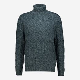 Casual Friday Dunkelgrüner Rollkragenpullover mit Melange-Muster