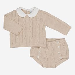 Boboli 2-teiliges Set mit beigem Pullover und Shorts