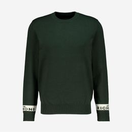 John Richmond Dunkelgrüner Pullover mit Logos