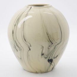 Broste Copenhagen Cremefarben-Graue Vase aus Keramik 25,5x24cm