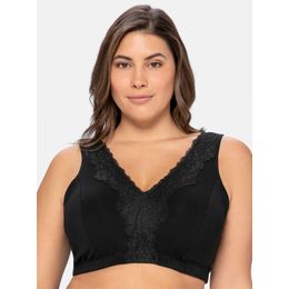 sheego Damen B&uuml;gelloser BH in Bustier-Form, mit Spitzenborte, schwarz, Gr&ouml;&szlig;e 110C